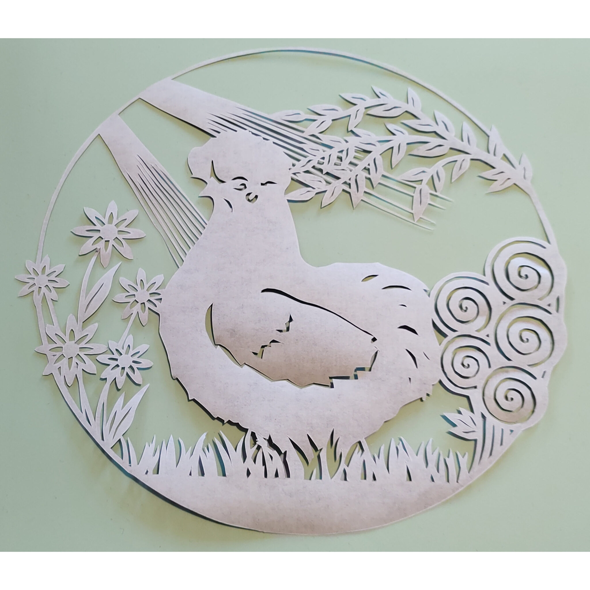 Skabelon til papirklip med Silkehøne i have | Lav dit eget papirklip